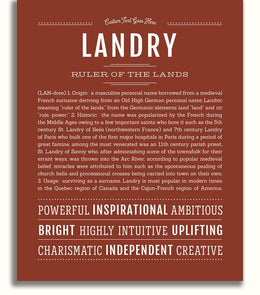 Landry (male) | Name Art Print – Name Stories
