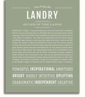 Landry Personalized Name Meaning Art Prints – Name Stories