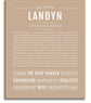 Landyn Personalized Name Meaning Art Prints – Name Stories