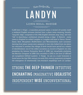 Landyn Personalized Name Meaning Art Prints – Name Stories