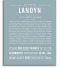 Landyn Personalized Name Meaning Art Prints – Name Stories