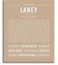 Laney Personalized Name Meaning Art Prints – Name Stories