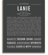 Lanie Personalized Name Meaning Art Prints – Name Stories