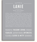Lanie Personalized Name Meaning Art Prints – Name Stories