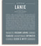 Lanie Personalized Name Meaning Art Prints – Name Stories