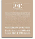 Lanie Personalized Name Meaning Art Prints – Name Stories