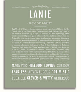 Lanie Personalized Name Meaning Art Prints – Name Stories