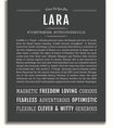Lara Personalized Name Meaning Art Prints – Name Stories