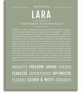Lara Personalized Name Meaning Art Prints – Name Stories