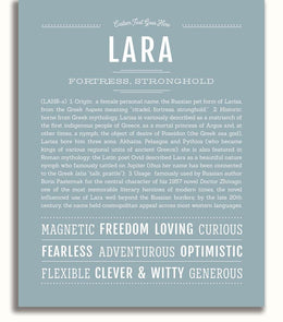 Lara Personalized Name Meaning Art Prints – Name Stories