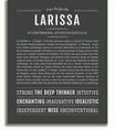 Larissa Personalized Name Meaning Art Prints – Name Stories