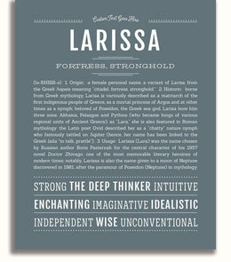Larissa Personalized Name Meaning Art Prints – Name Stories