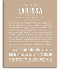 Larissa Personalized Name Meaning Art Prints – Name Stories
