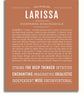 Larissa Personalized Name Meaning Art Prints – Name Stories