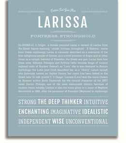 Larissa Personalized Name Meaning Art Prints – Name Stories