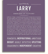 Larry Personalized Name Meaning Art Prints – Name Stories