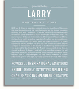 Larry Personalized Name Meaning Art Prints – Name Stories