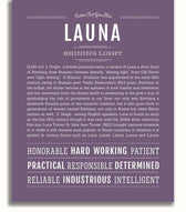 Launa Personalized Name Meaning Art Prints – Name Stories
