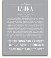 Launa Personalized Name Meaning Art Prints – Name Stories