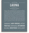 Launa Personalized Name Meaning Art Prints – Name Stories