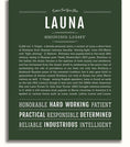 Launa Personalized Name Meaning Art Prints – Name Stories