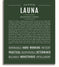 Launa Personalized Name Meaning Art Prints – Name Stories