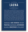 Launa Personalized Name Meaning Art Prints – Name Stories