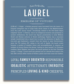 Laurel Personalized Name Meaning Art Prints – Name Stories