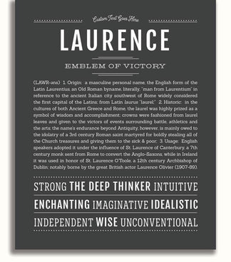 Laurence Personalized Name Meaning Art Prints – Name Stories
