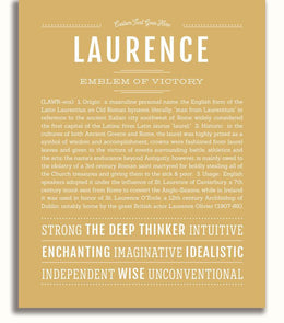 Laurence Personalized Name Meaning Art Prints – Name Stories