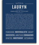 Lauryn Personalized Name Meaning Art Prints – Name Stories