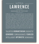 Lawrence Personalized Name Meaning Art Prints – Name Stories