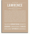 Lawrence Personalized Name Meaning Art Prints – Name Stories