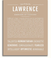 Lawrence Personalized Name Meaning Art Prints – Name Stories