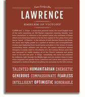 Lawrence Personalized Name Meaning Art Prints – Name Stories