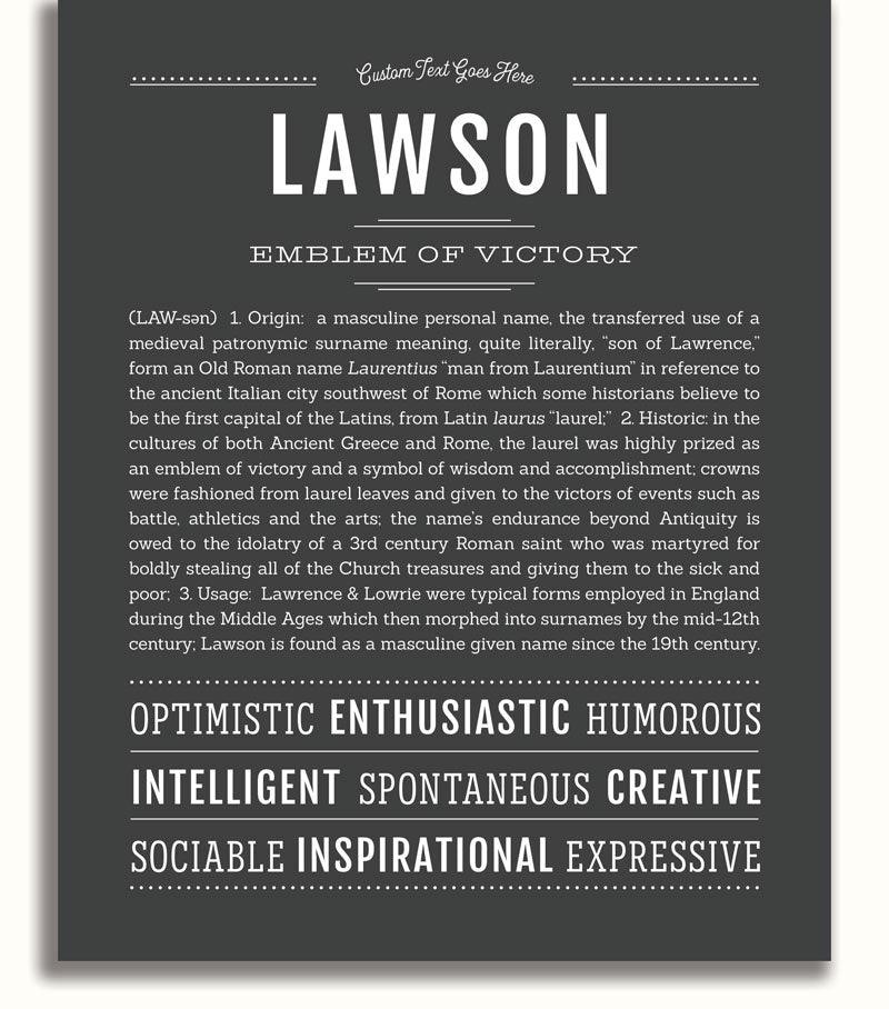 Lawson Personalized Name Meaning Art Prints – Name Stories