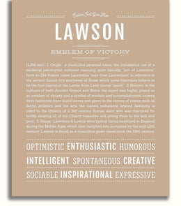 Lawson Personalized Name Meaning Art Prints – Name Stories