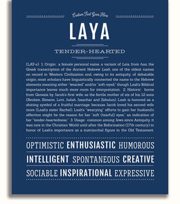 Laya Personalized Name Meaning Art Prints – Name Stories