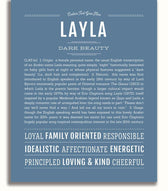 Layla Personalized Name Meaning Art Prints – Name Stories