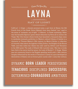 Layna Personalized Name Meaning Art Prints – Name Stories