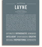 Layne Personalized Name Meaning Art Prints – Name Stories
