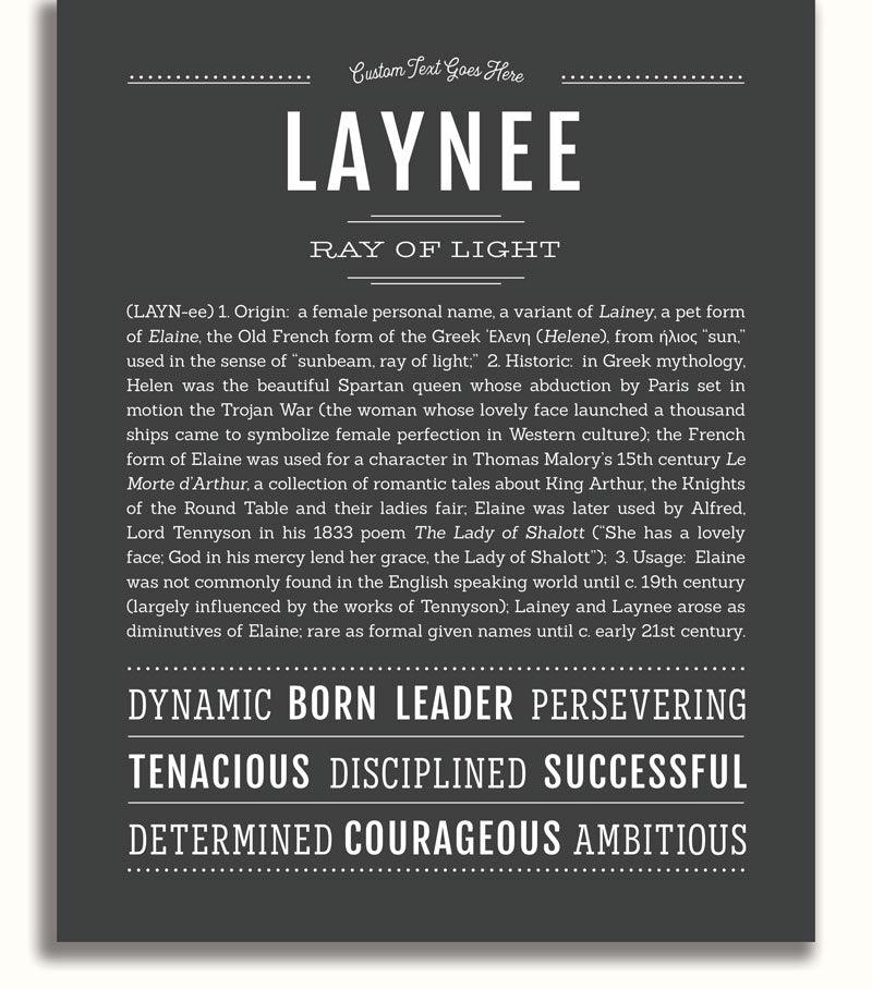 Laynee Personalized Name Meaning Art Prints – Name Stories
