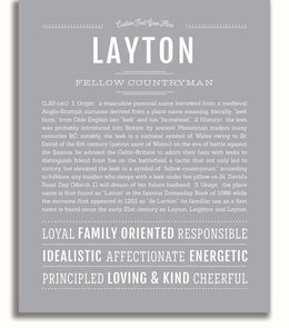 Layton Personalized Name Meaning Art Prints – Name Stories
