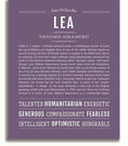 Lea Personalized Name Meaning Art Prints – Name Stories