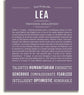 Lea Personalized Name Meaning Art Prints – Name Stories