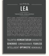 Lea Personalized Name Meaning Art Prints – Name Stories