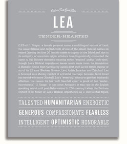 Lea Personalized Name Meaning Art Prints – Name Stories
