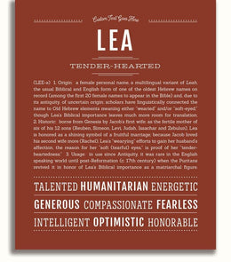 Lea Personalized Name Meaning Art Prints – Name Stories