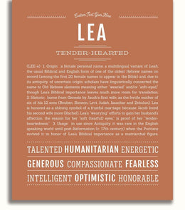 Lea Personalized Name Meaning Art Prints – Name Stories