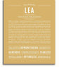 Lea Personalized Name Meaning Art Prints – Name Stories